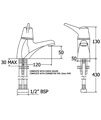 Deva Thermostatic Sequential Lever Mono Chrome Basin Mixer Tap